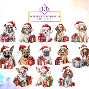 Watercolor Christmas Dogs Clipart Bundle, Dogs Christmas PNG, Animals ...