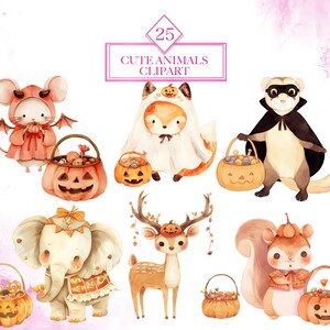 Cute Animals Halloween Clipart Bundle, Halloween PNG, Spooky Cute ...