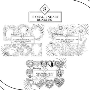 Floral Digital Stamp Clipart Mega Bundle, Flower Digital Stamp, Digi ...