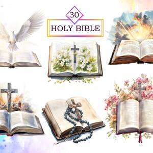 Watercolor Holy Bible Clipart, Christian Clipart, Catholic Clipart ...