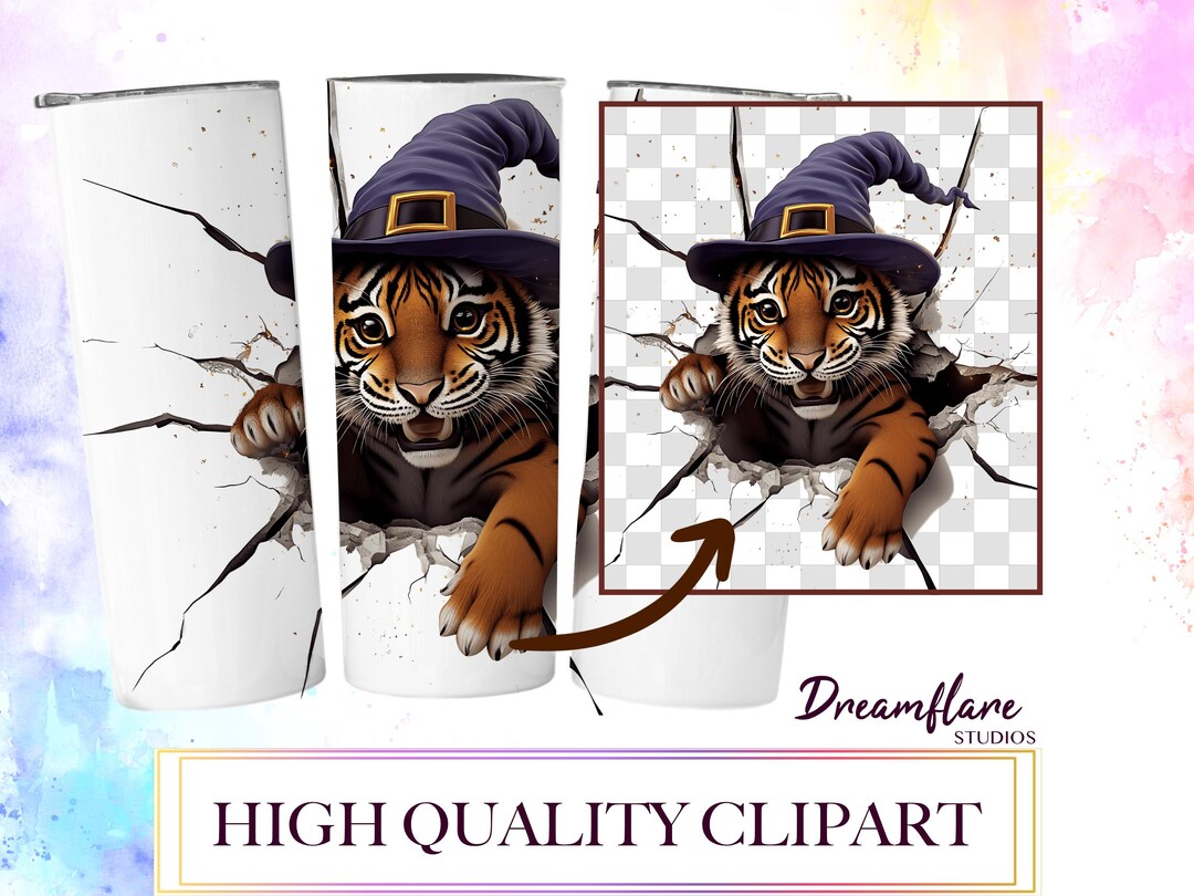 3D Style Cute Wizard Tiger PNG, Baby Tiger PNG, Halloween 3D Print ...