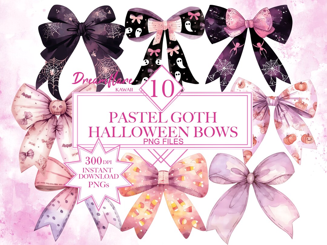 Pastel Halloween Bows PNG Clipart Bundle, Pastel Halloween PNG ...