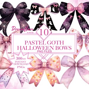Pastel Halloween Bows PNG Clipart Bundle, Pastel Halloween PNG ...