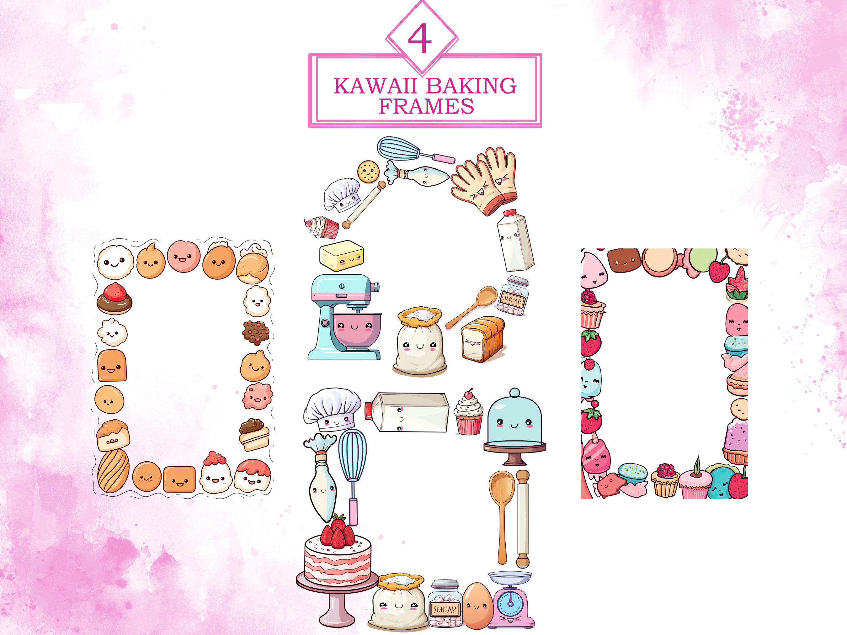 Cute Kawaii Baking Clipart PNG, Vector Clipart, Kawaii Clipart Bundle ...