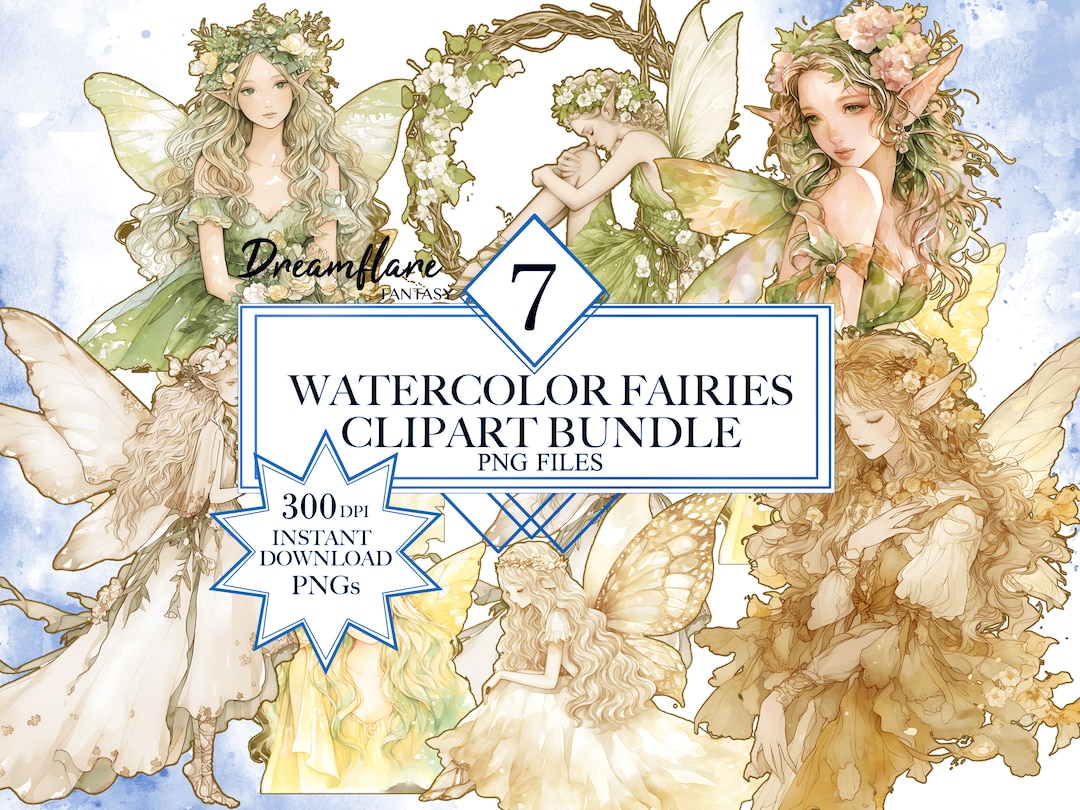 Watercolor Fairies Clipart Bundle, Fairy Clipart, Fairy Woman ...
