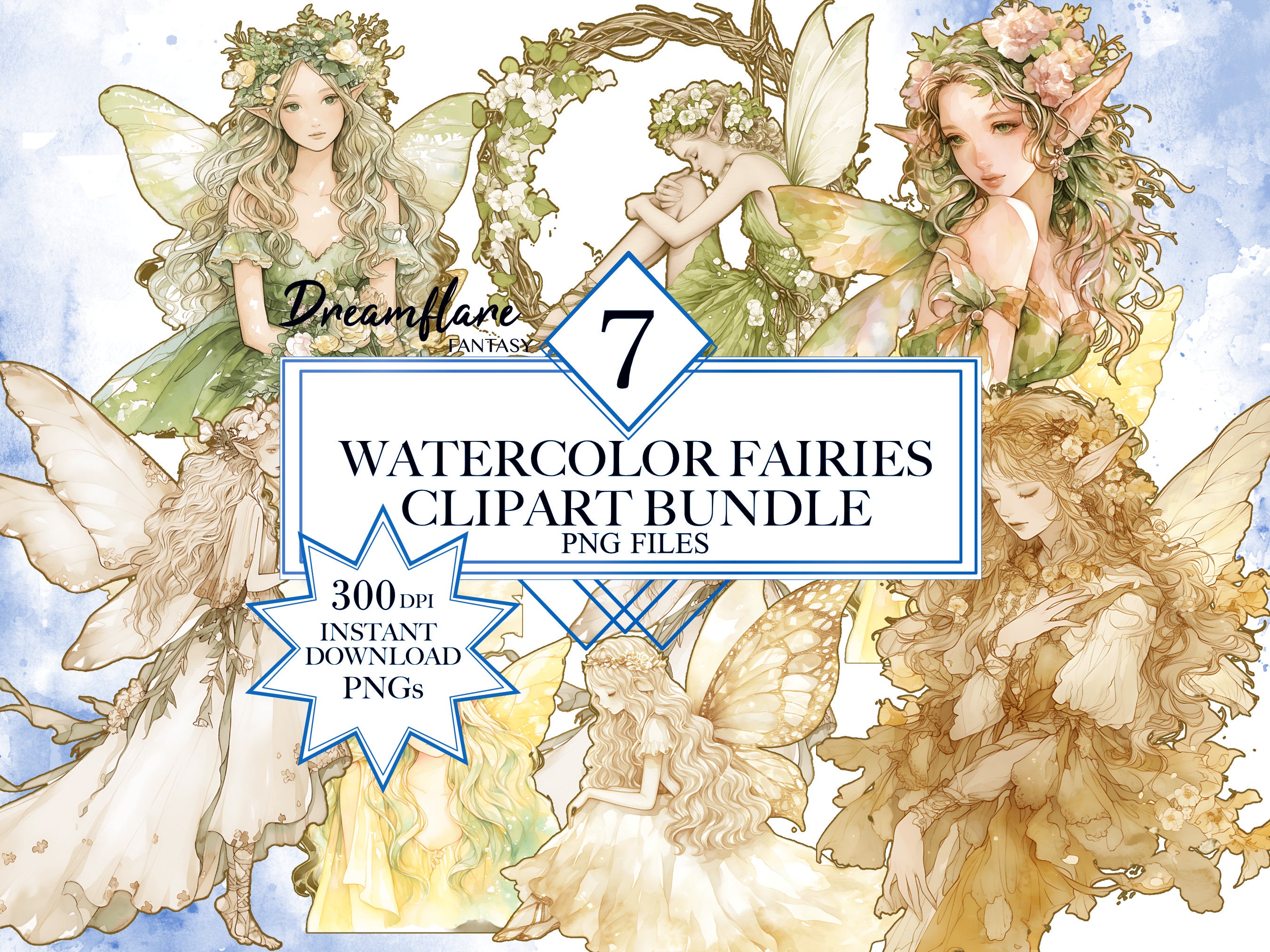 Watercolor Fairies Clipart Bundle, Fairy Clipart, Fairy Woman ...
