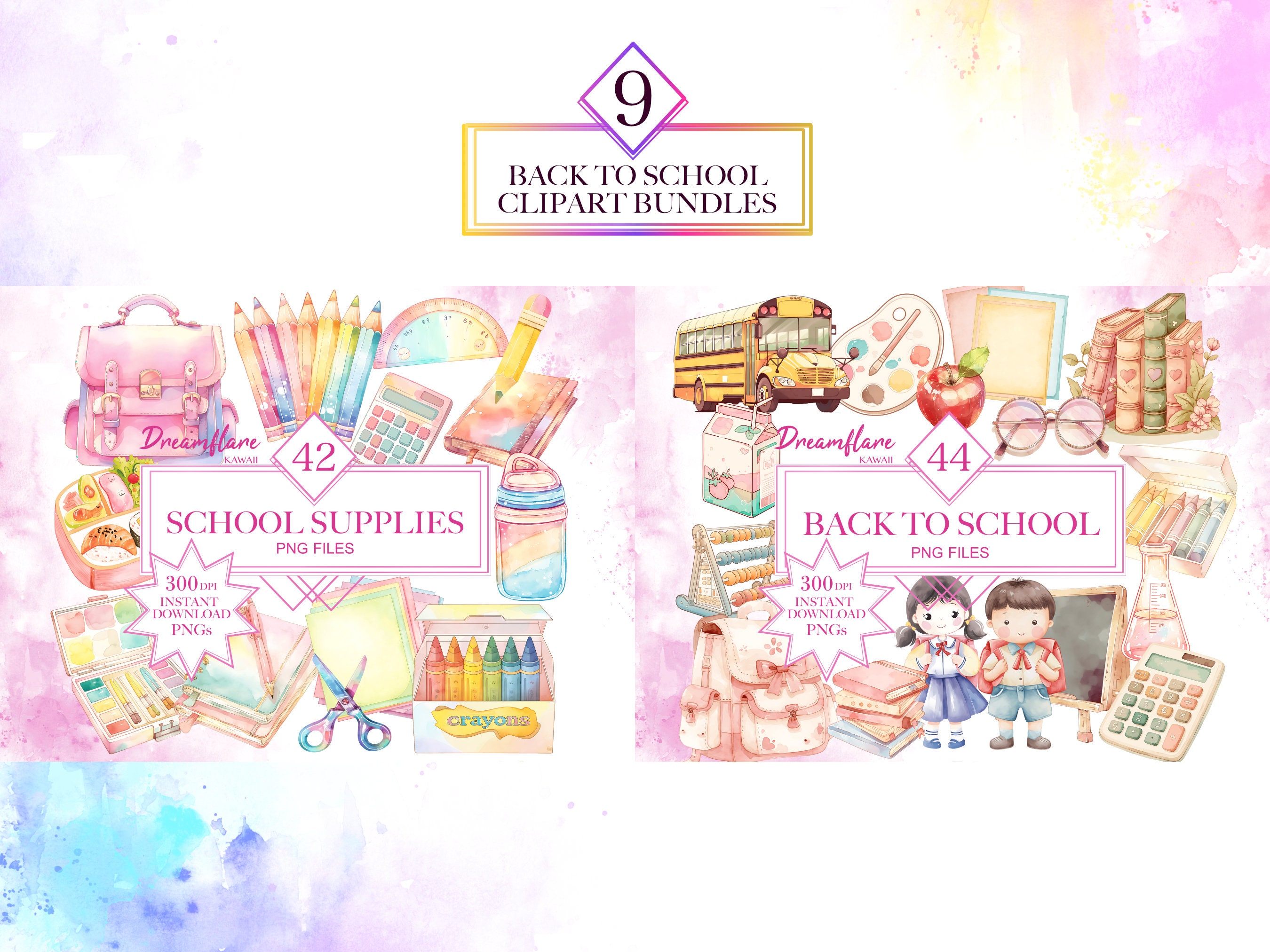 Back To School PNG Clipart Mega Bundle, Back To School Clipart, School ...