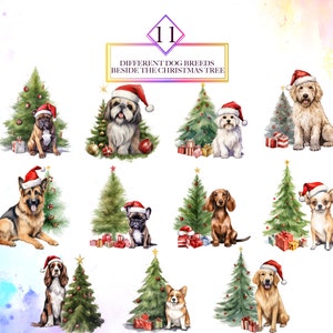 Watercolor Christmas Dogs Clipart Bundle, Dogs Christmas PNG, Animals ...