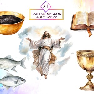 21 Watercolor Holy Week Clipart, Lenten Season, Palm Sunday, Ash ...