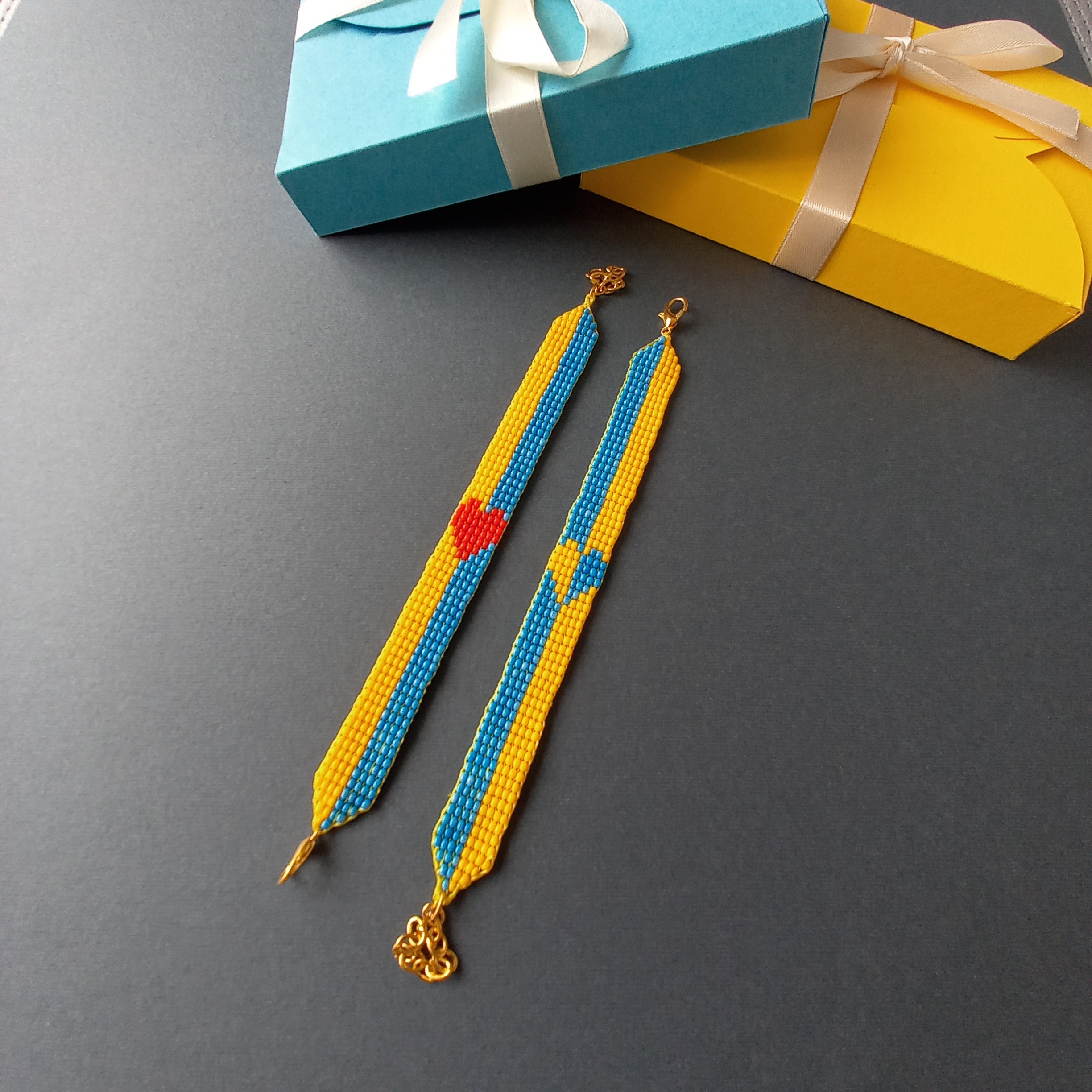 Ukrainian Bracelet With Heart, Blue Yellow Bracelet, Ukraine Gift ...