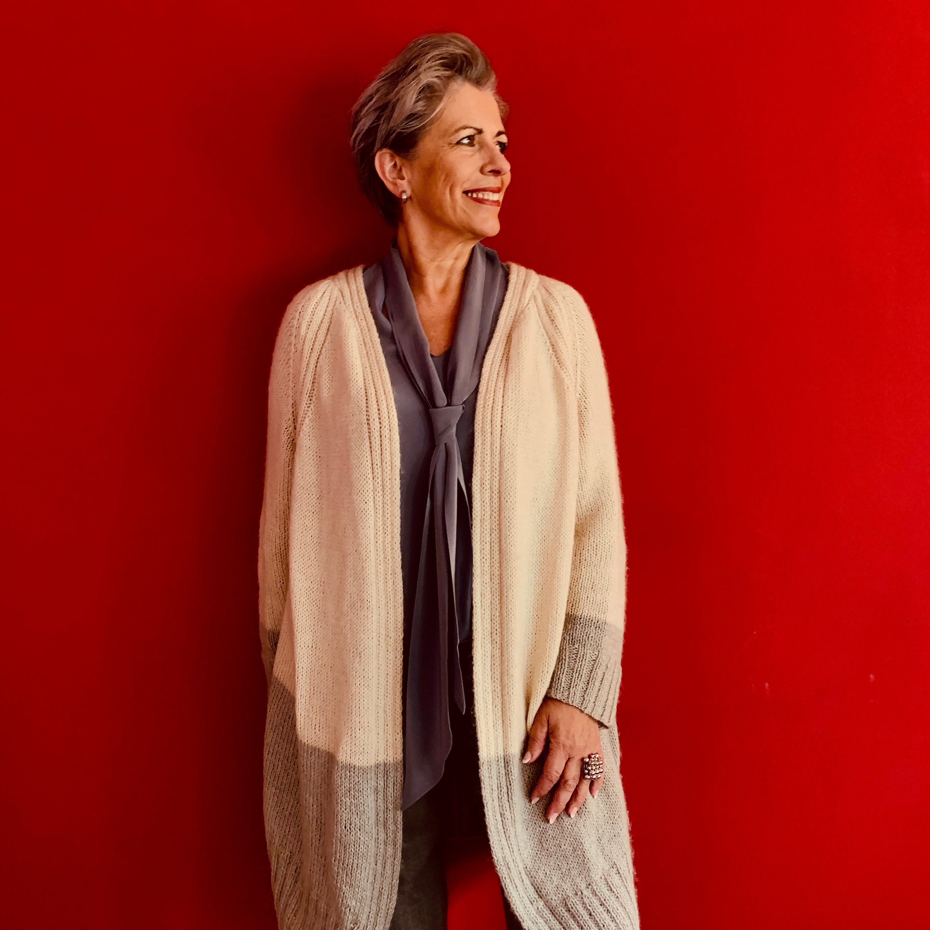 Knitting Pattern for Dual-colored Long Cardigan With Raglan Sleeves - Etsy