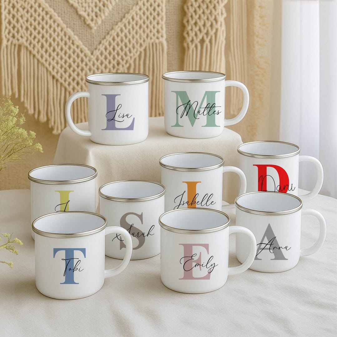 Personalized Enamel Mug With Initials and Name | Initial Mug | Camper ...