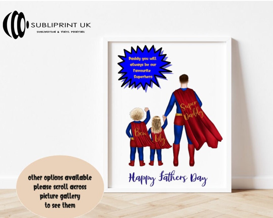 Personalised Fathers Day Superhero Gift, Fathers Day Keepsake A4print ...