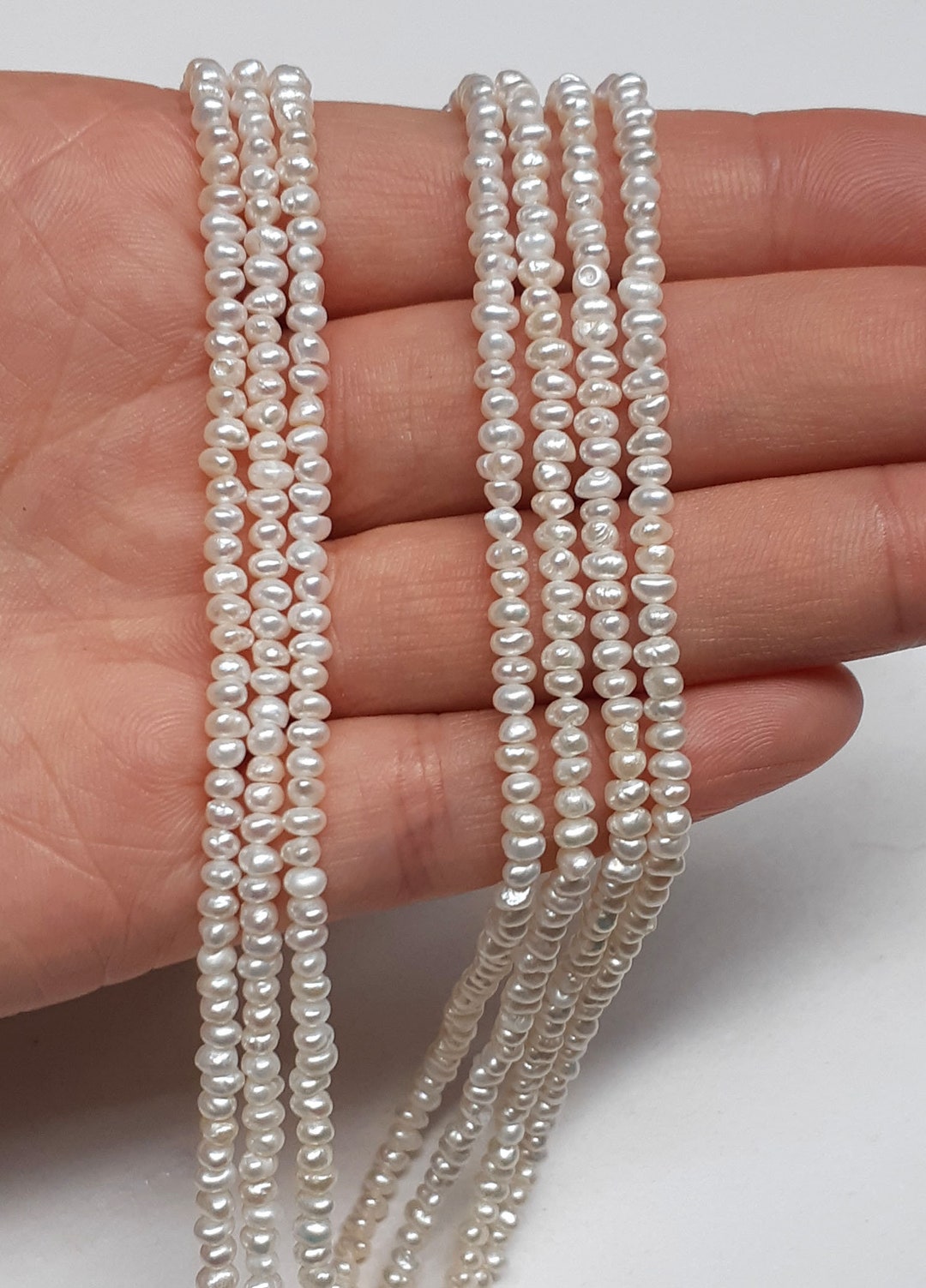 Bulk 2-3mm Natural White Tiny Seed Freshwater Pearl Beads, Genuine ...