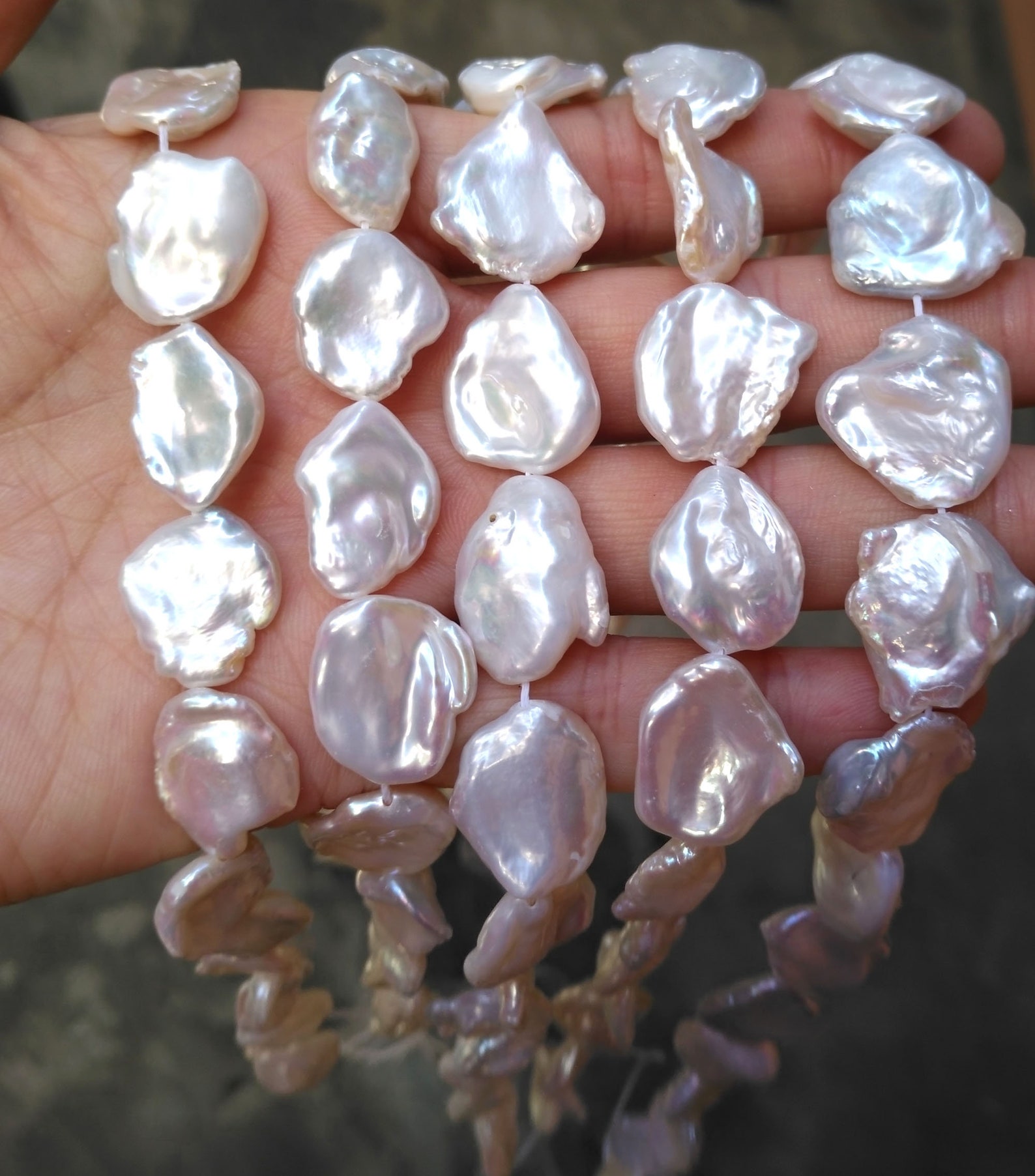 14-20mm Irregular Keshi Pearl, White Reborn Pearls, Large Petal Pearls ...