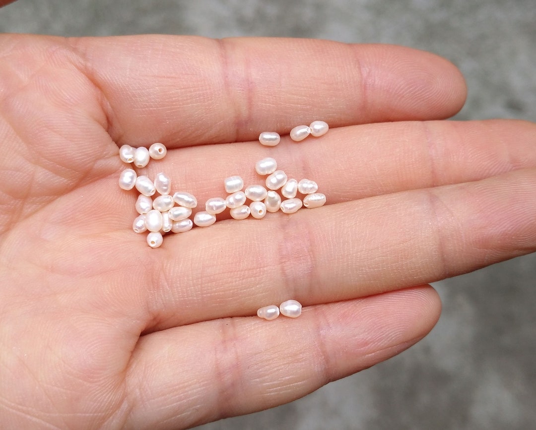 2-3x4-6mm Seed Pearl Baroque Rice Pearl Freshwater Pearl Ivory White ...