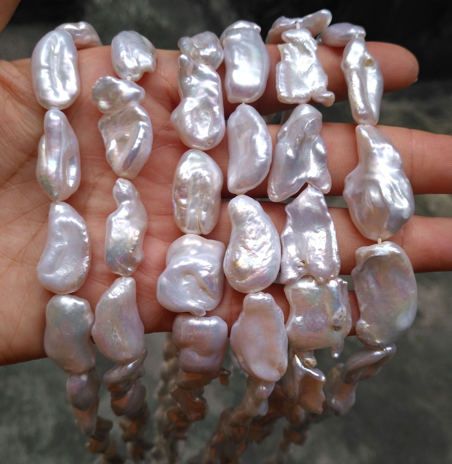Biwa Pearl, Long Drilled Stick Pearls, Natural White Biwa Freshwater ...