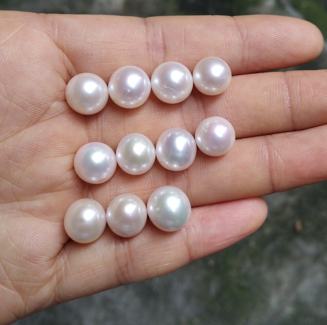 9-10mm White Near Round Pearls, Loose Pearls, Genuine Freshwater Pearls ...