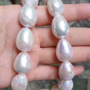 Super Large Pearl, Drop Baroque Pearl, White Natural Pearl, Drilled ...