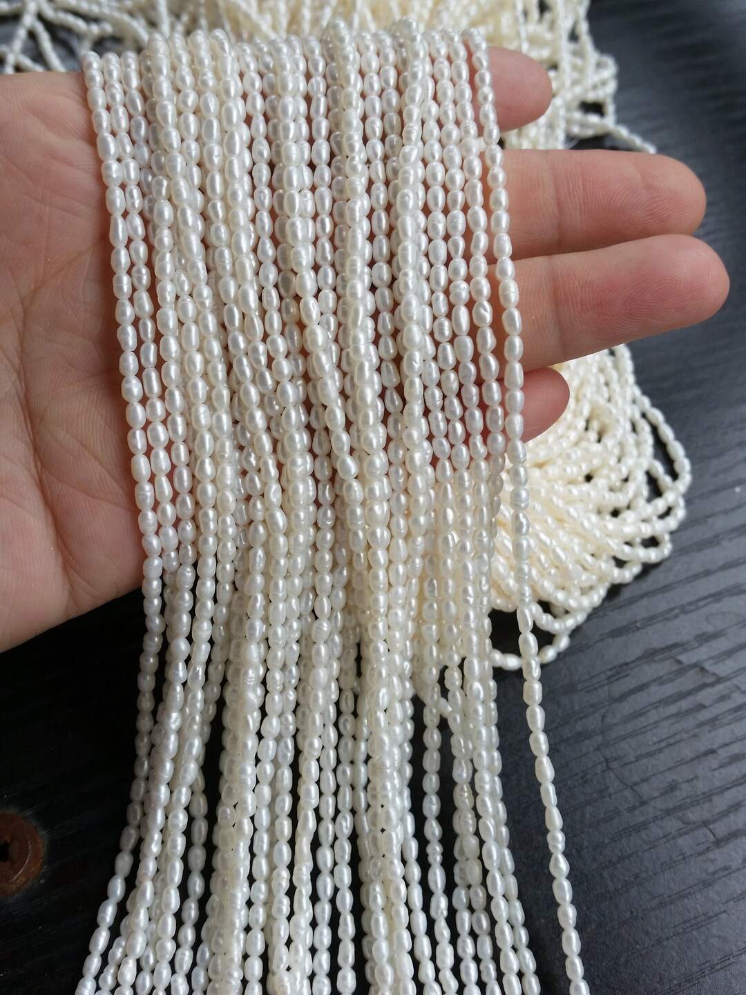 2.5-3mm Tiny White Rice Pearls,full Strand,oval Loose Pearl Beads,diy ...