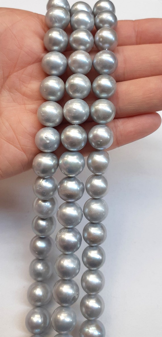 11-12mm Silver Pearls Round Pearl Genuine Freshwater Pearl - Etsy