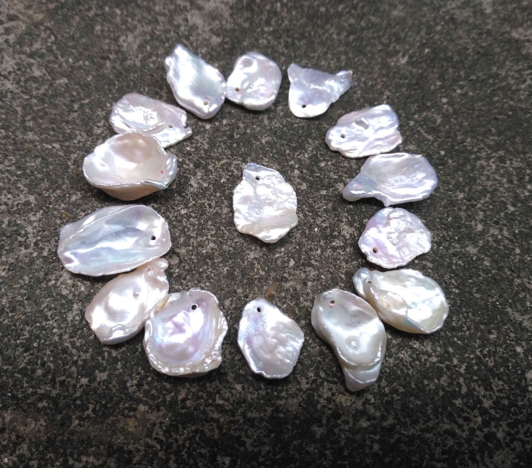 14-17mm Keishi Pearls, AA Natural Freshwater Top Sided Drilled Petal ...