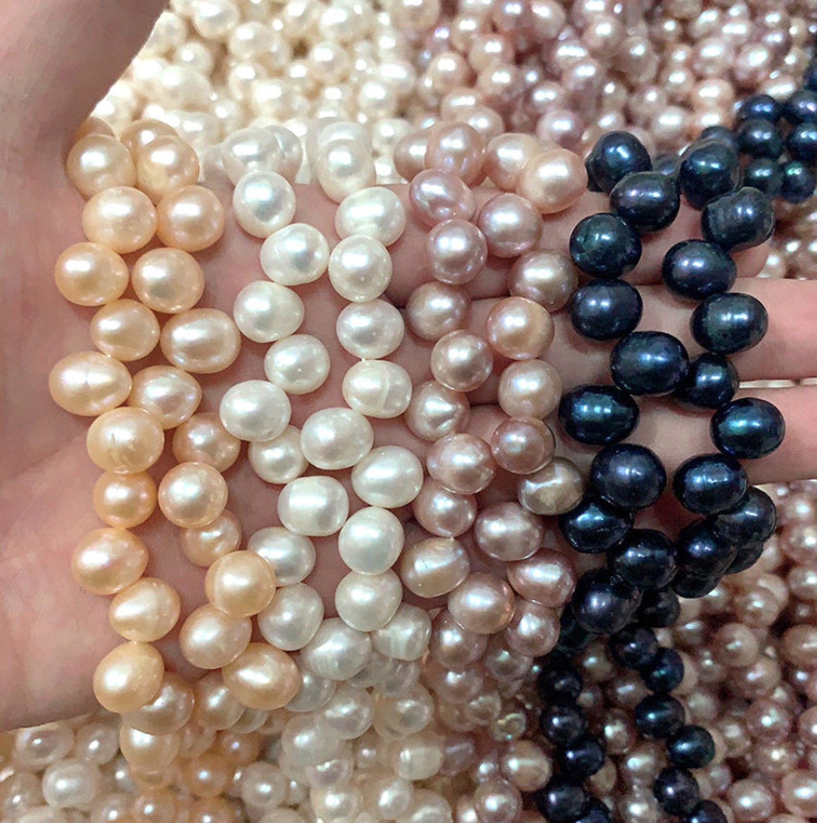 Sided Drilled Pearls, 9-10mm Freshwater Pearls, Loose Oval Pearls, Top ...