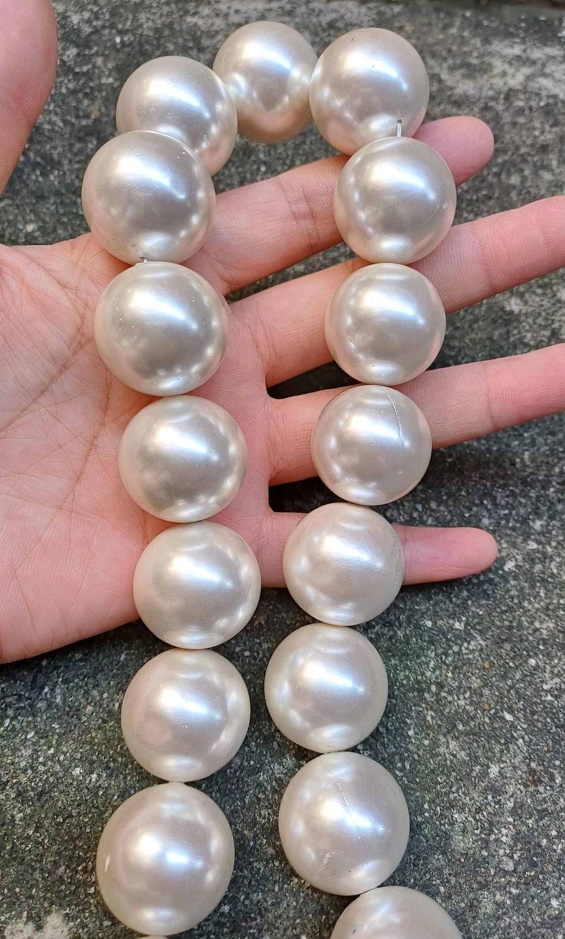 24mm Round Shell Pearl, Large Shell Pearl, White Loose Pearl Beads, A ...