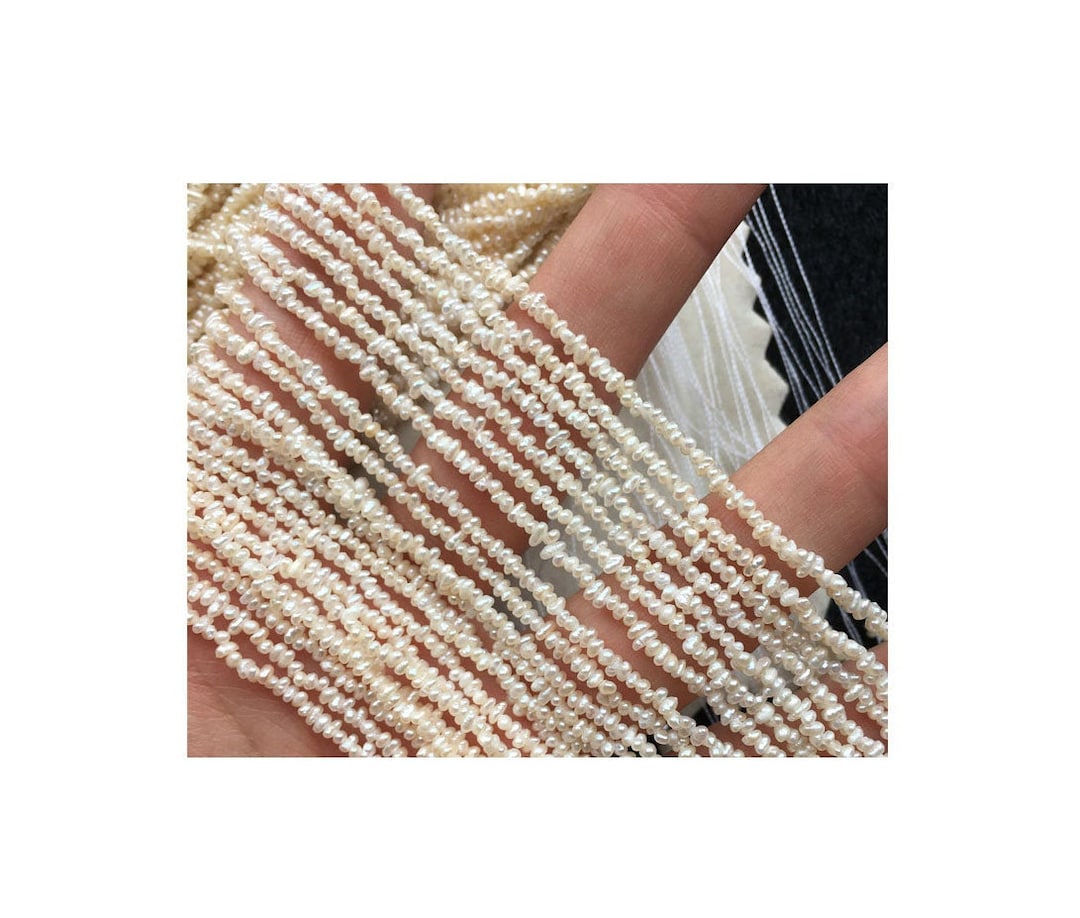 Bulk 1-2mm Natural White Tiny Seed Freshwater Pearl Beads, Genuine ...