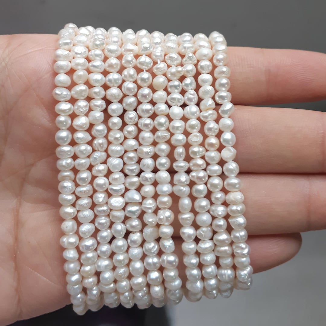 White Baroque Pearls, 3-4mm Pearl Beads, Small Pearls, Freshwater ...