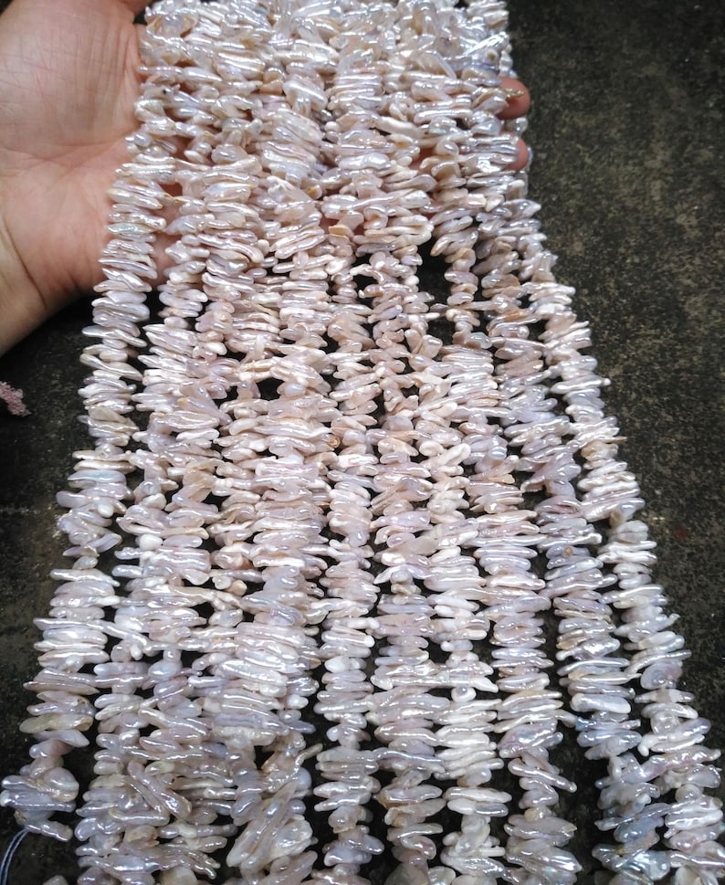 Biwa Pearl, Center Drilled Stick Pearls, White Biwa Freshwater Pearl ...