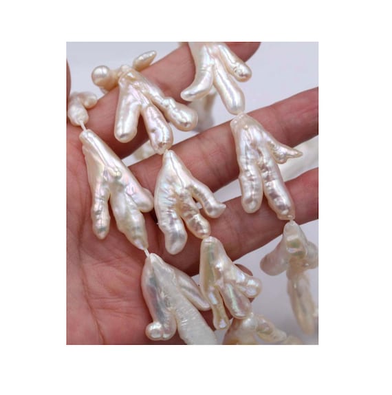 25-35mm Long Baroque Pearl Chicken Feet Shape White | Etsy