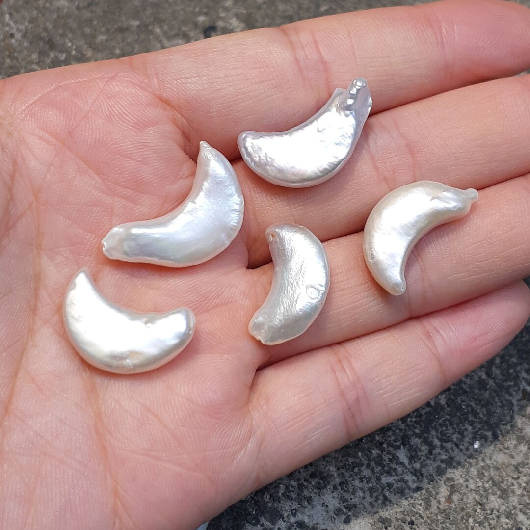 9-10mm Pearls, Moon Pearl Beads, Half Drilled, Cultured Pearls, Loose ...