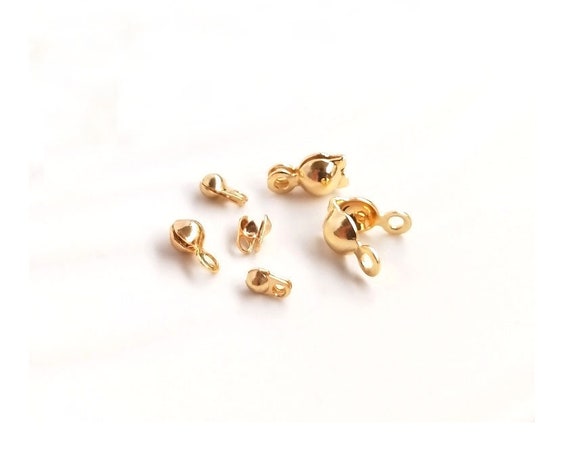 14K Real Gold Plated Clamshell End Caps Knot End Cap 10pcs NOT | Etsy
