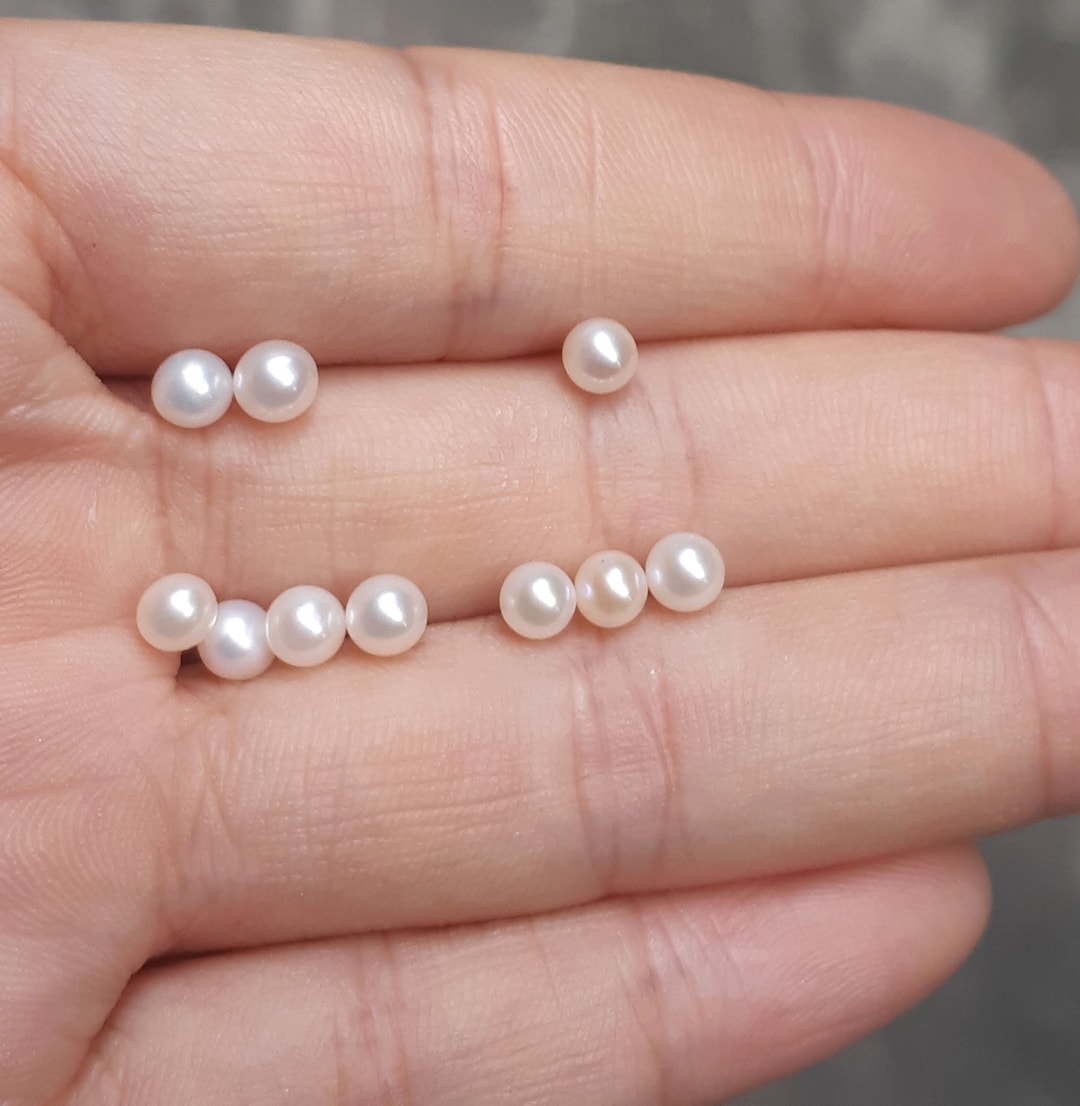 4-5mm White Seed Round Freshwater Pearls,tiny Pearl Supply,,half ...