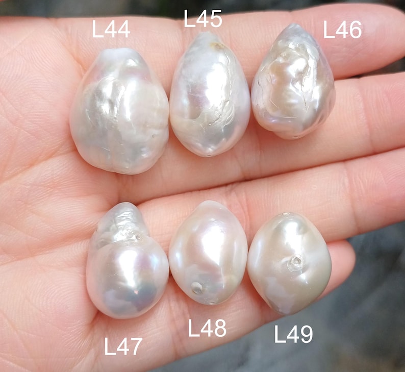Super Large Pearl, Drop Baroque Pearl, White Natural Pearl, Drilled ...