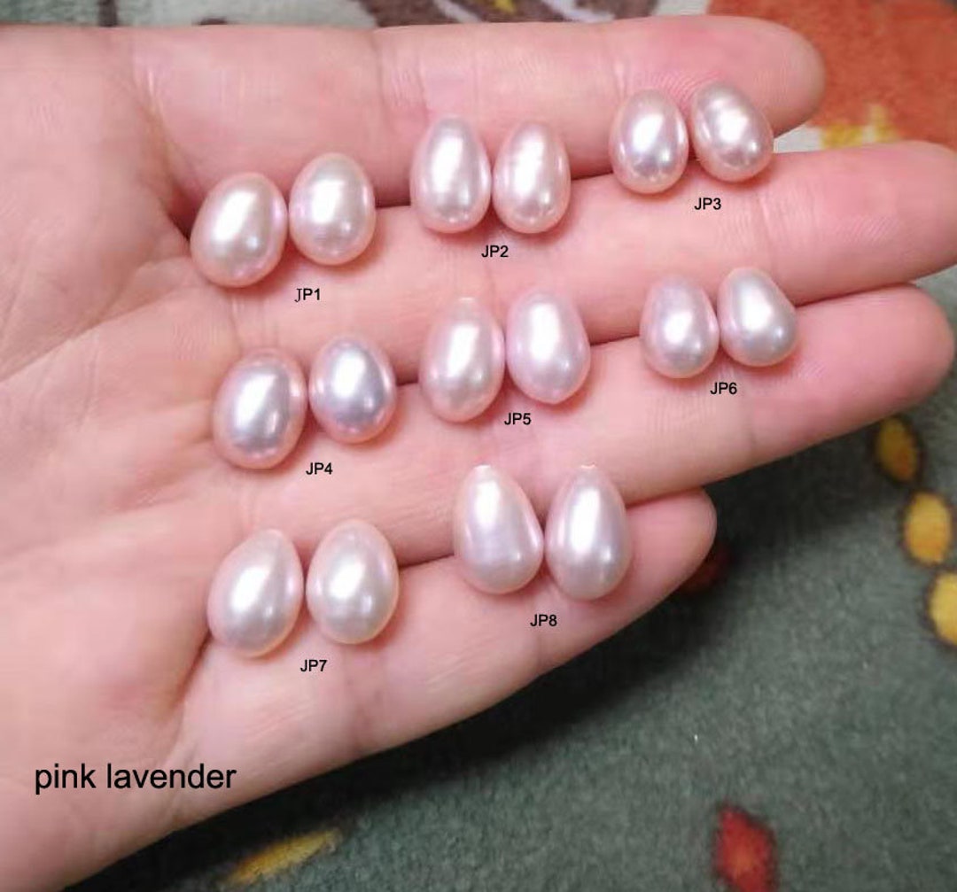 6-9mm Oval Pearl, Pink Lavender, Half Drilled Pearl Beads, Rice Pearls ...
