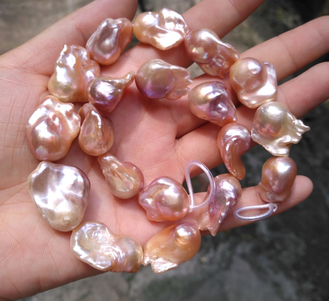 15-20x20-30mm Drop Baroque Pearl, Peach Natural Pearl, Undrilled Pearls ...