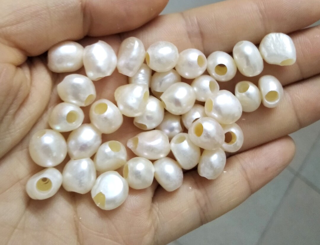 10pcs 10-11mm Nugget Baroque Pearl, Large Hole, Genuine Freshwater ...