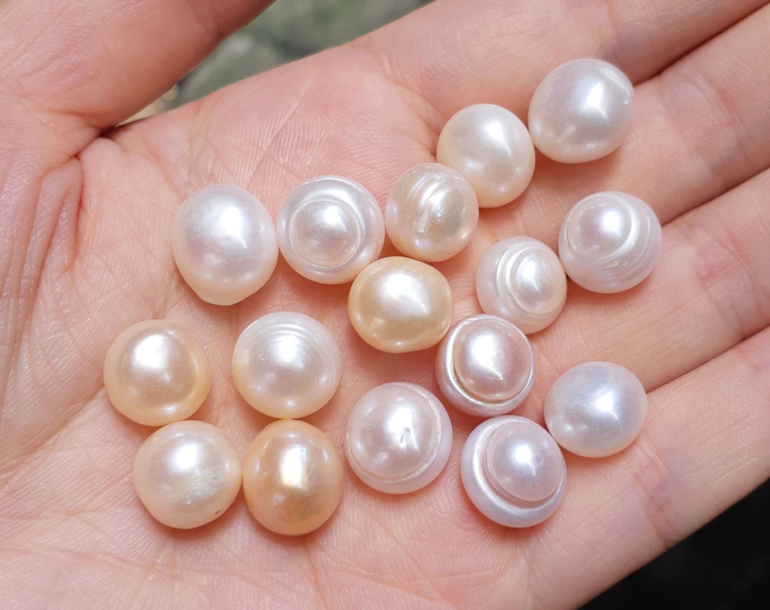 10-11mm Pearls, Undrilled Pearl Beads, Button Pearl, No Hole, Natural ...