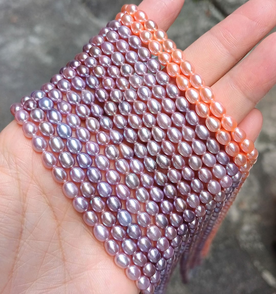 AA+ 4-5 Tiny Rice Pearls, Oval Loose Pearl Beads, Genuine Pearl,peach ...