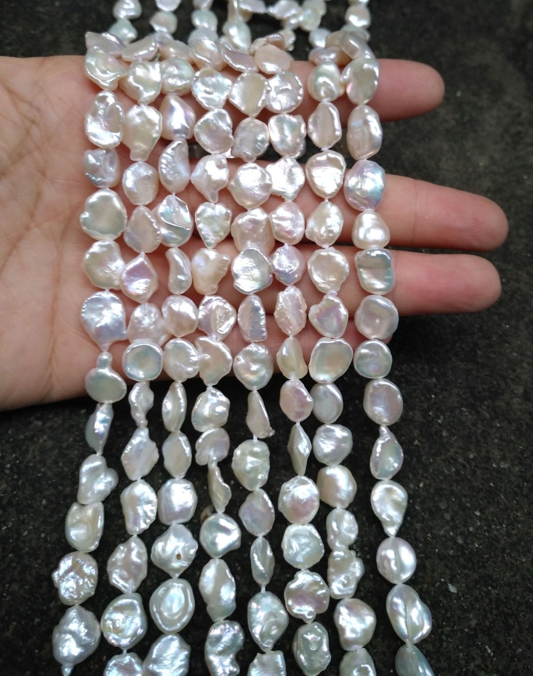 Keshi Pearl White 8-12mm AA+ Round Petal Keshi Pearl Beads PB1759 - Etsy