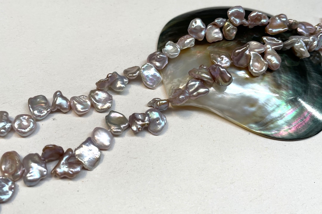 8-12mm Rose Naturel Lavande Keshi Perles d’Eau Douce Top Percé Keshi ...