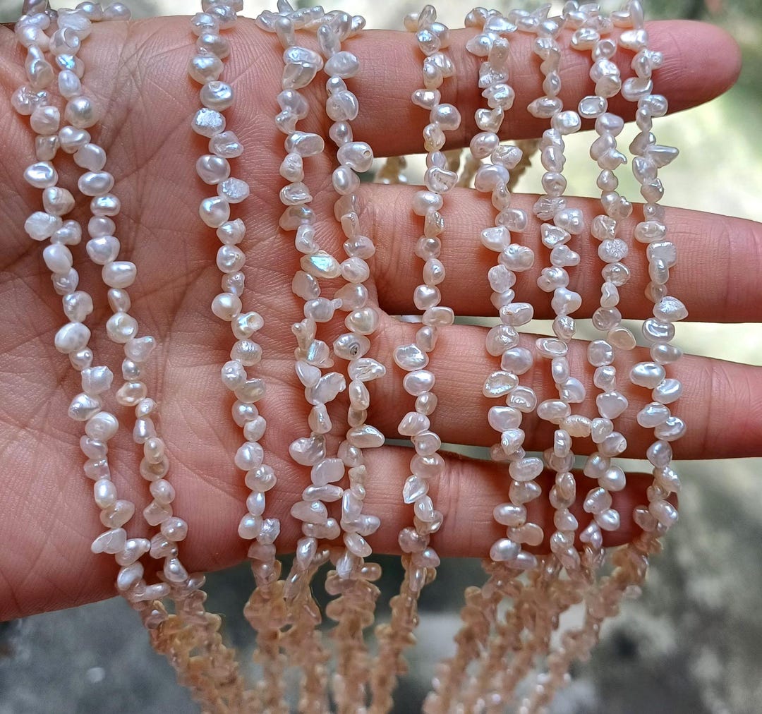 2-4mm Cornflake Pearls, Small White Keshi Pearl Strand, Baroque Pearl ...