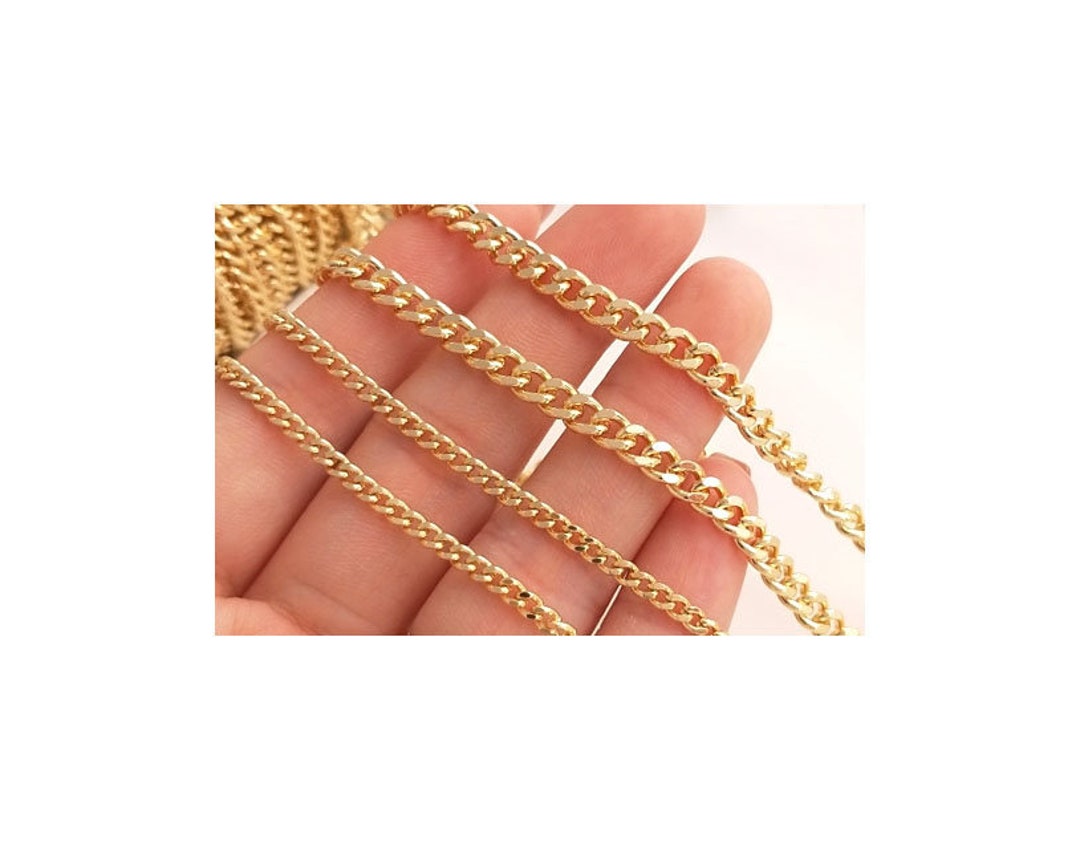 14k Real Gold Plated Cuban Curb Chain by Yard, Cuban Curb Chain by Foot ...