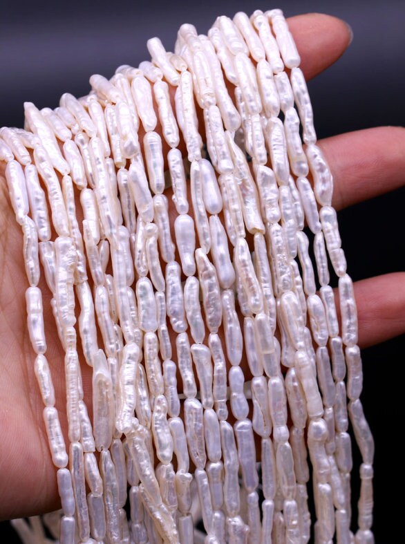 4-5x15-35mm Long Stick Pearls Thin Pearls White Freshwater | Etsy