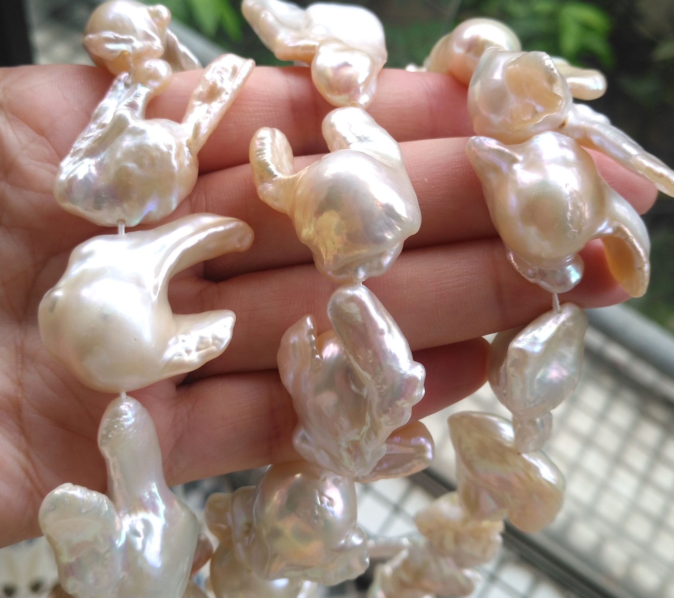 Rare Pearl, Super Large Pearl Beads, White Baroque Pearl 14.5 Inches ...
