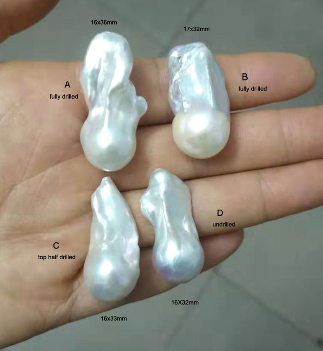 26-37mm Super Long Pearls, White Large Baroque Pearl, Freshwater Huge ...