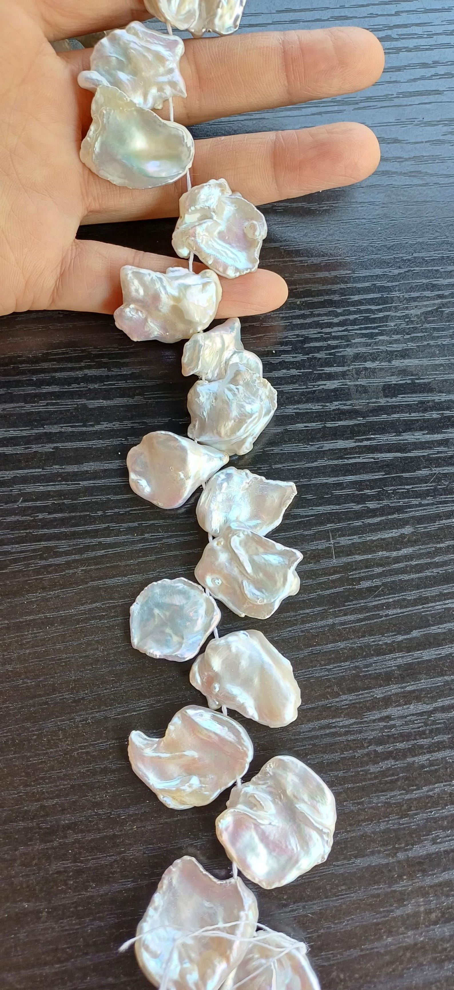 Large Keshi Corn Flake Pearls, 14-20mm White Petal Pearl, Side Drilled ...