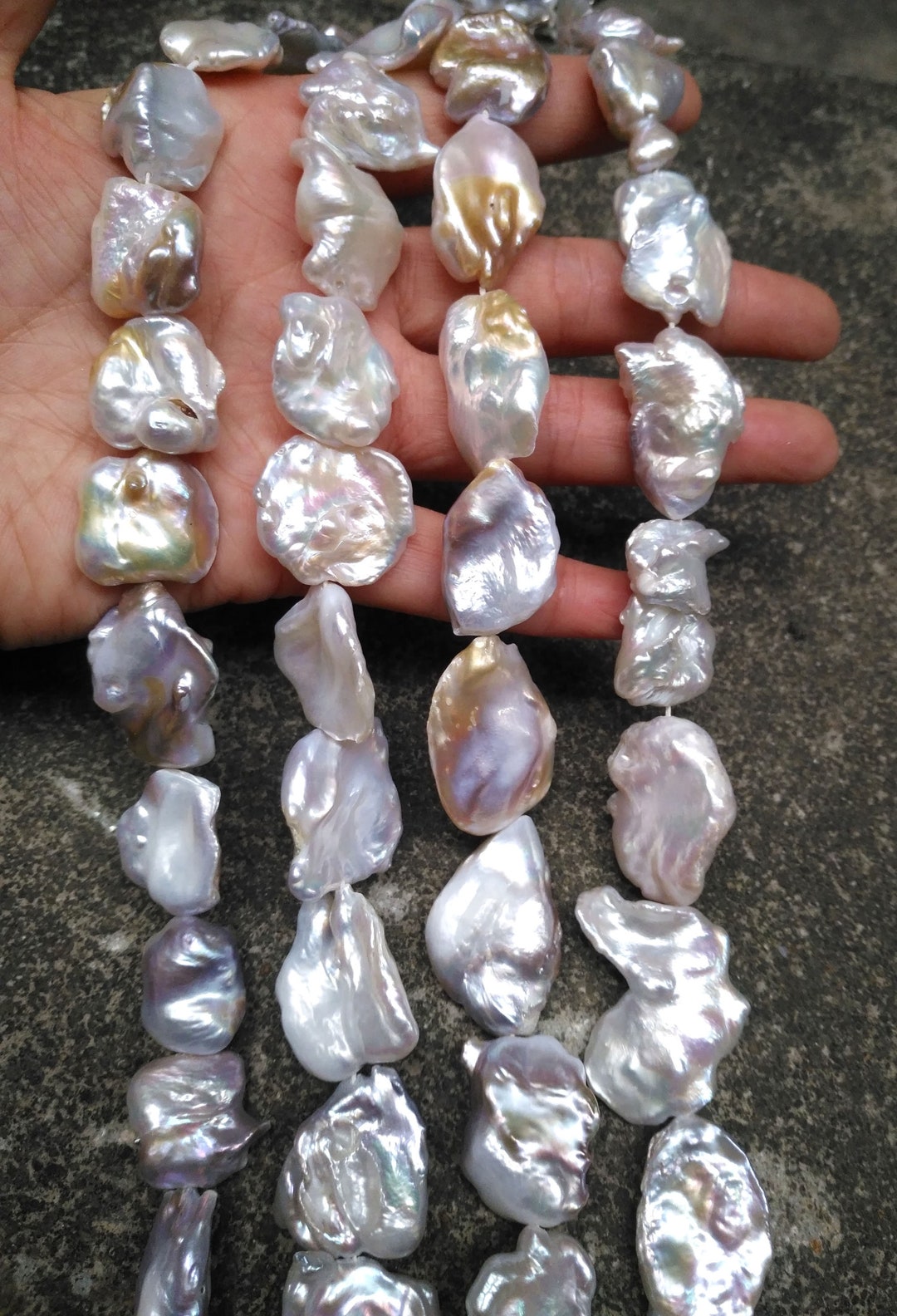Super Long Pearl, White Irregular Pearl, AA Keshi Pearl, Free Form ...